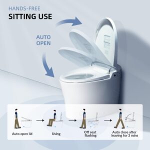 WOODBRIDGE Smart Bidet Toilet, Auto Open & Close, Auto Flush, Foot Sensor Operation, Heated Seat and Integrated Multi Function Remote Control in White,EBT 700