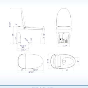 WOODBRIDGE Smart Bidet Toilet, Auto Open & Close, Auto Flush, Foot Sensor Operation, Heated Seat and Integrated Multi Function Remote Control in White,EBT 700