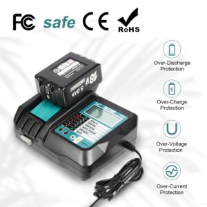 DC18RF Charger Compatible with Makita 14.4V/18V Lithium-ion Battery,3.5A with USB Interface Charging for BL1815 BL1820 BL1830 BL1840B BL1850 BL1860 BL1450 Replacement Charger for DC18RC