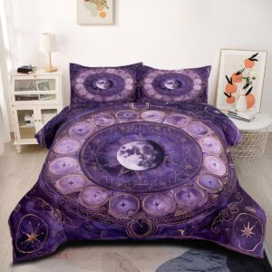 ccoutuechen sun and moon comforter set twin size boho purple constellation bedding set mystery celestial art bedding comforters soft down alternative comforter sets with 1 pillowcase