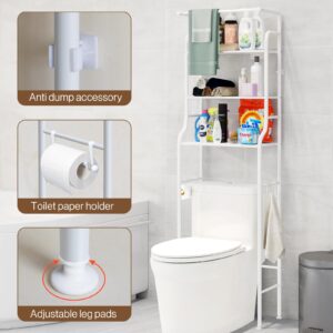 DOFIMATE Over The Toilet Storage Cabinet,Metal 3 Tier Bathroom Organizer Shelf Over Toilet,Stable Freestanding Above Toilet Stand,Stable Freestanding Bathroom Organizer Above Toilet Stand Shelf,White