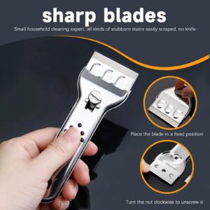 Locking Razor Blade Scraper with 10 Extra Blades, Retractable Razor Blade，Scraper Tool for Cleaning Window, Paint, Cooktop, Oven, Glass Stove Top Scraper