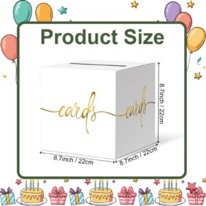 CINSOEN White Card Box with Gold Foil Design Wedding Card Box Gift Cards Receiving Box for Party Graduation Bridal or Baby Showers, Raffle Ticket Box Money Box for Birthday Retirements Anniversaries