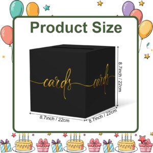 Black Card Box with Gold Foil Design Wedding Card Box Gift Cards Receiving Box for Party Graduation Bridal or Baby Showers, Raffle Ticket Box Money Box for Birthday Retirements Anniversaries Halloween