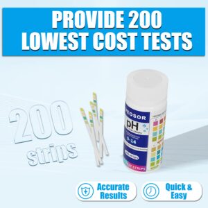 PH Test Strips 0-14, 200 Strips Universal Litmus Papers PH Test Strips for Urine & Saliva & Water & Food, Quickly Test Alkalinity and Acidity Levels, Get Highly Accurate Results in Seconds