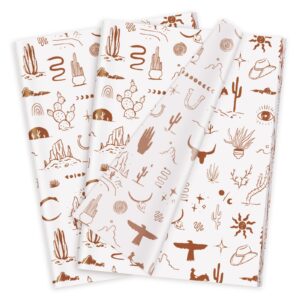 jarthenaamcs 100 sheets western cowboy tissue paper wild west rodeo gift wrapping paper brown diy art craft tissue for birthday holiday cowgirl party decor supplies, 13.7 x 19.6 inch