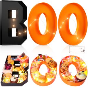 watersay halloween charcuterie board fillable letter paper cardboard halloween boo serving trays and platters halloween decoration with led light strings for cheese cookie candy nuts party supplies