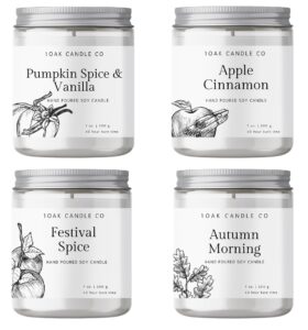 1oak fall candles set of 4 pack - fall candle pack - autumn candle set - fall scented candles - fall bulk gifts - fall gift set - fall soy candles - autumn gifts - fall gifts for women