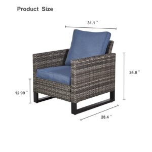 HUMMUH Patio Chairs Set of 2 PE Wicker Outdoor Dining Chairs High Back Deep Seating Porch Chairs with 4inch Seat Cushions