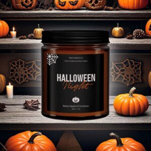 1OAK Halloween Candles Scented - 7oz, Baked Apple Cinnamon - Spooky Candles - Gothic Candles - Halloween Gifts for Women, Men - Halloween Decorations Candles - Horror Candle - Halloween Decor Inside