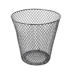 rvikurc wire mesh round waste basket - 9inch, lightweight trash, can open top wastebasket recycling bins, garbage cans for desk office school home essential storage carrier (black)