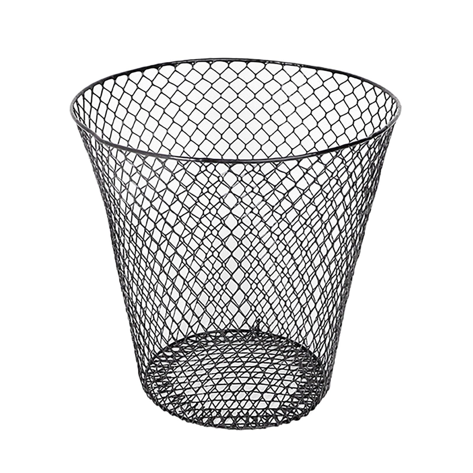 Rvikurc Wire Mesh Round Waste Basket - 9Inch, Lightweight Trash, Can Open Top Wastebasket Recycling Bins, Garbage Cans for Desk Office School Home Essential Storage Carrier (Black)