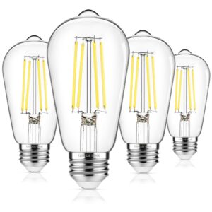 asomst 4-pack vintage led edison bulbs 60w equivalent, 850lm 6w edison light bulb daylight white 5000k, st58 led filament bulb e26 base, non-dimmable