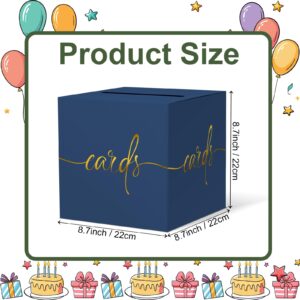 Navy Blue Card Box with Gold Foil Design Wedding Card Box Gift Cards Receiving Box for Party Graduation Bridal or Baby Showers, Raffle Ticket Box Money Box for Birthday Retirements Anniversaries