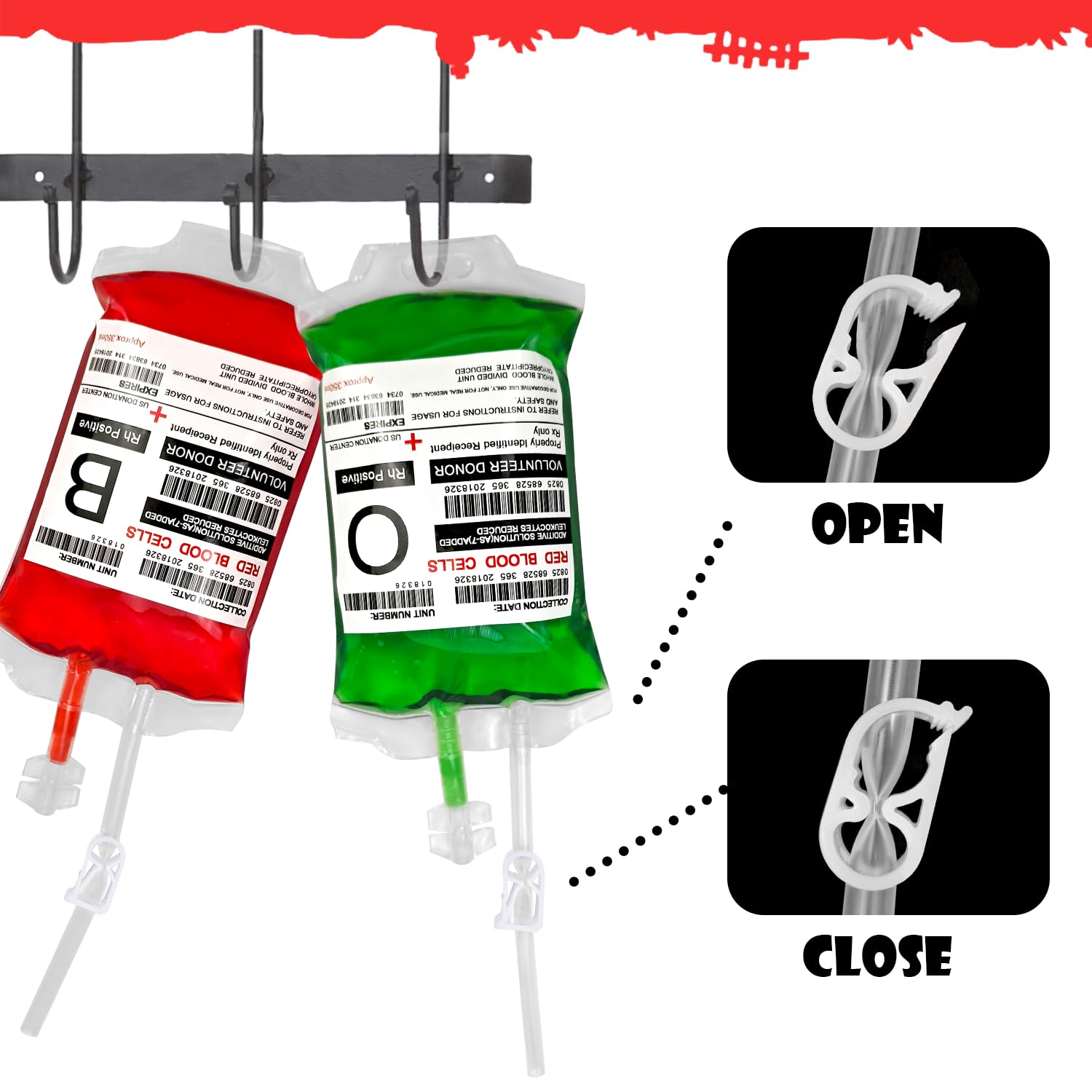 Kannove Halloween Blood Bags for Drinks 20 Pack,Reusable Iv Pouches with Syringe & Clips,Halloween Vampire Spooky Party Favors Supplies for Kids & Adults,Decorations for Nurse Graduation Birthday Bar