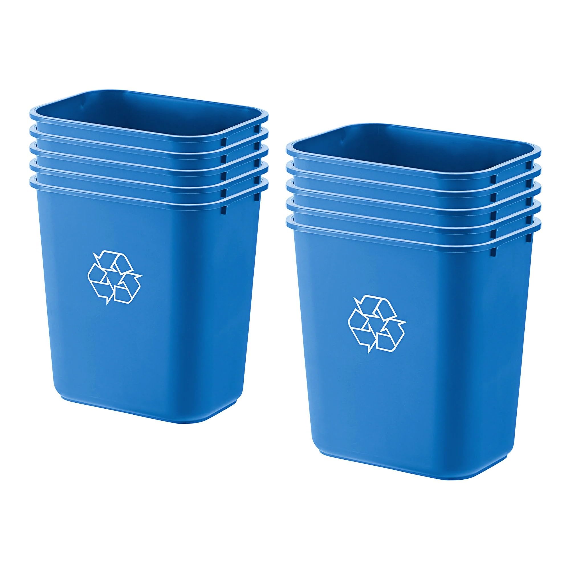 WEBSTORE SUPPLY 28 Qt. Recycling Bins, 7 Gallon Office Trash Cans for Near Desk (10 Pack) Blue