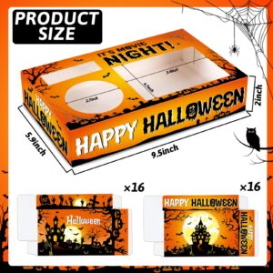 QOUBAI 32Pcs Halloween Party Supplies Movie Night Paper Snacks Boxes Halloween Movie Theater Snack Tray Party Decorations Movie Popcorn Drink Holder Set for Halloween Birthday Trick or Treat Party