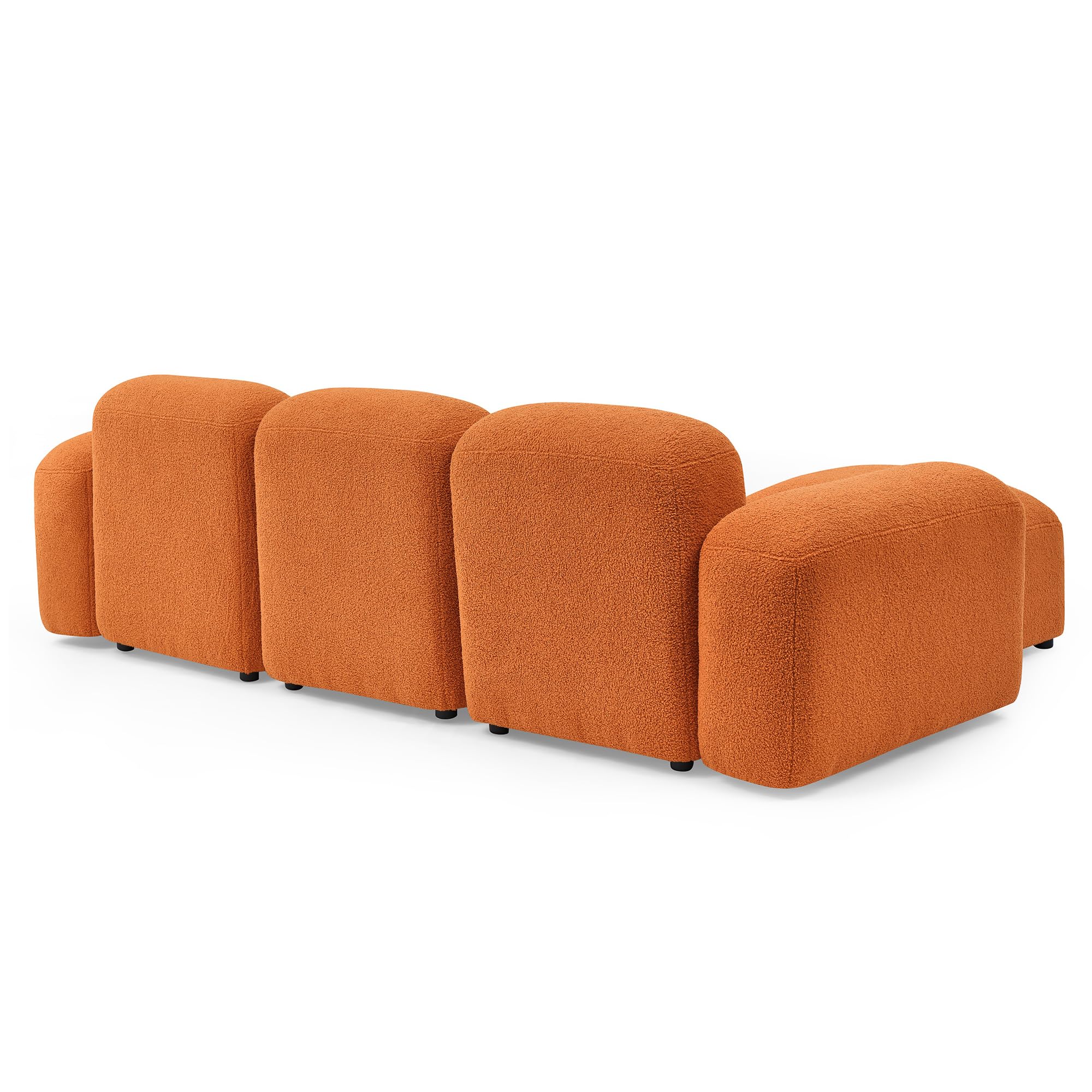 VEPXXP 94” Modular Sectional Sofa with Ottoman Modern Teddy Fleece 3 Seater Cloud Couch L Shaped Sofa Couch for Living Room, Office, Apartment, Orange