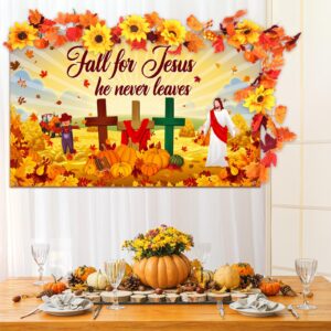 Tiamon Halloween Trunk or Treat Car Decoration Kit, Fall for Jesus Backdrop Thanksgiving Archway Garage Decorations Christian Bible Religions Banner Autumn Harvest Fall Car Decor Supplies