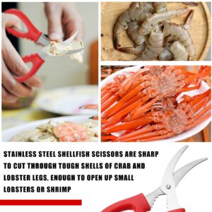 Gisafai 30 Pcs Kitchen Seafood Scissors for Crab Bulk, Red Leg Scissors Multifunctional Stainless Steel Shears Crab Leg Crackers Fish Crab Shrimp Lobster Scissors for Kitchen Seafood Peeling Tools