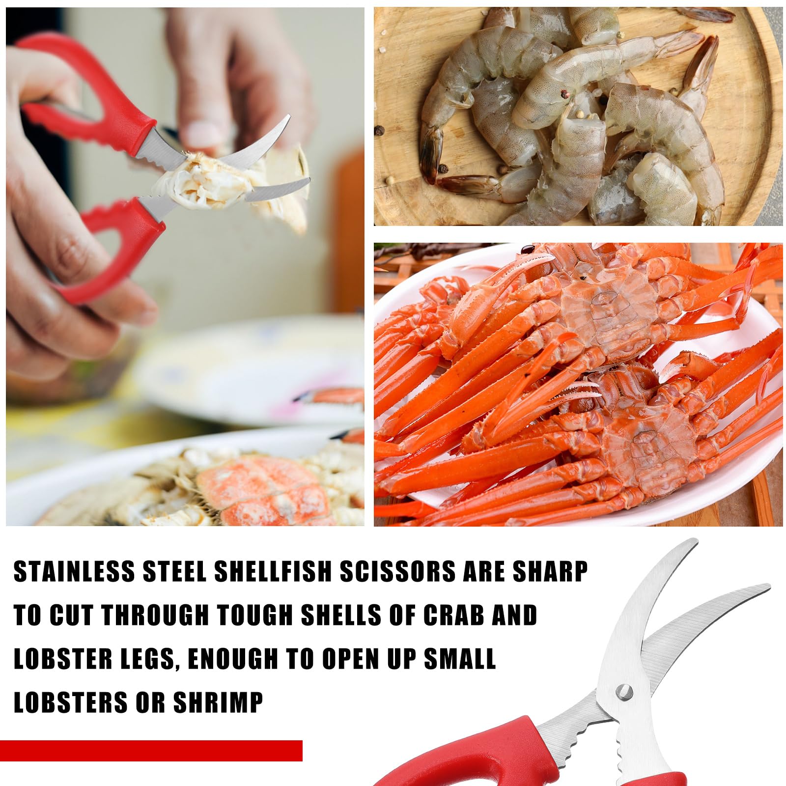 Gisafai 30 Pcs Kitchen Seafood Scissors for Crab Bulk, Red Leg Scissors Multifunctional Stainless Steel Shears Crab Leg Crackers Fish Crab Shrimp Lobster Scissors for Kitchen Seafood Peeling Tools