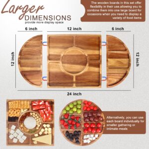 Extra Large Wood Charcuterie Boards Set Gift 24" x 12" Wooden Cheese Board Magnetic Acacia Serving Boards Big Grazing Charcuterie Tray Cheese Meat Platter for Bridal Shower Wedding Housewarming Gifts