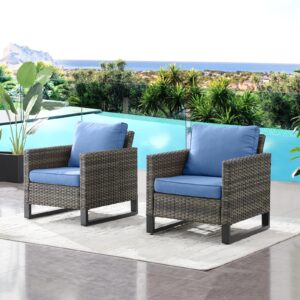 hummuh patio chairs set of 2 pe wicker outdoor dining chairs high back deep seating porch chairs with 4inch seat cushions