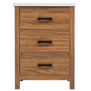 lnrlzyls 24'' bathroom vanity with ceramic basin sink, modern freestanding bathroom storage cabinet with 3 drawers