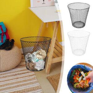 Rvikurc Wire Mesh Round Waste Basket - 9Inch, Lightweight Trash, Can Open Top Wastebasket Recycling Bins, Garbage Cans for Desk Office School Home Essential Storage Carrier (Black)