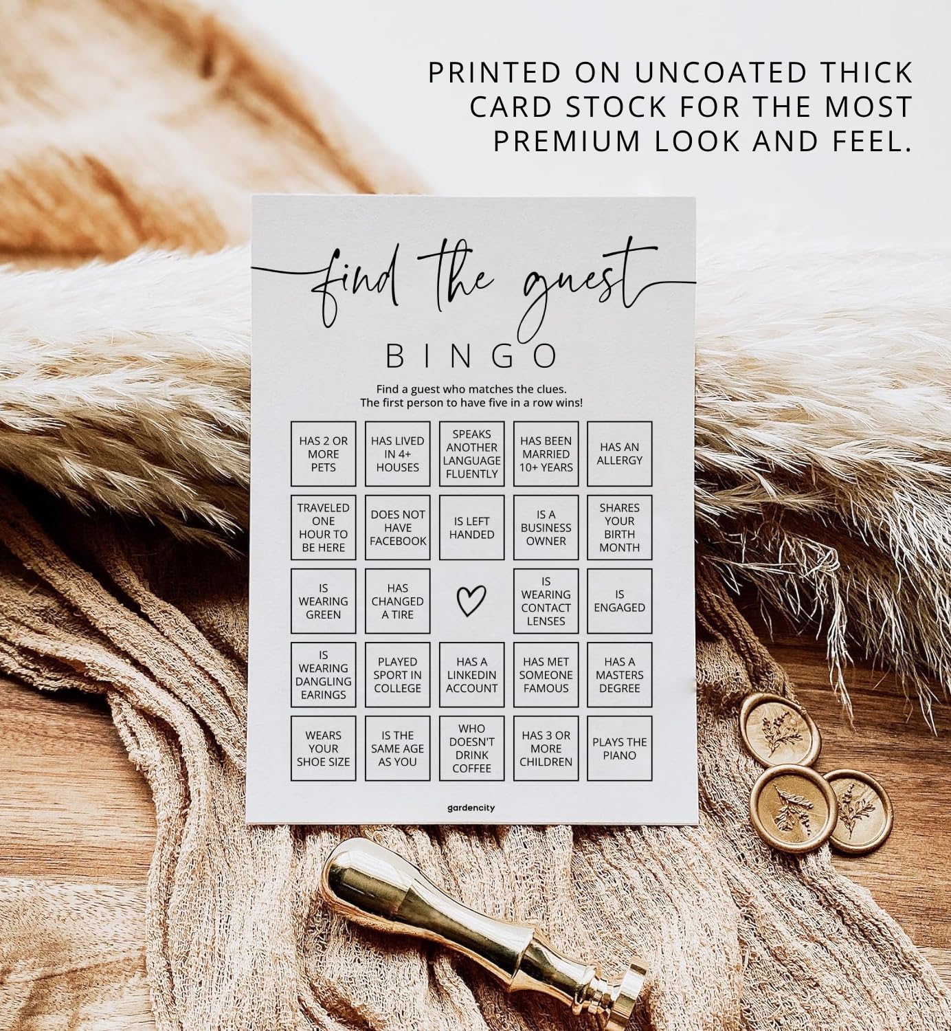 Find The Guest Bingo Game Cards, Baby Shower Bingo Game, Bridal Shower Games, Wedding Bingo, 50 Unique Cards, Minimalist