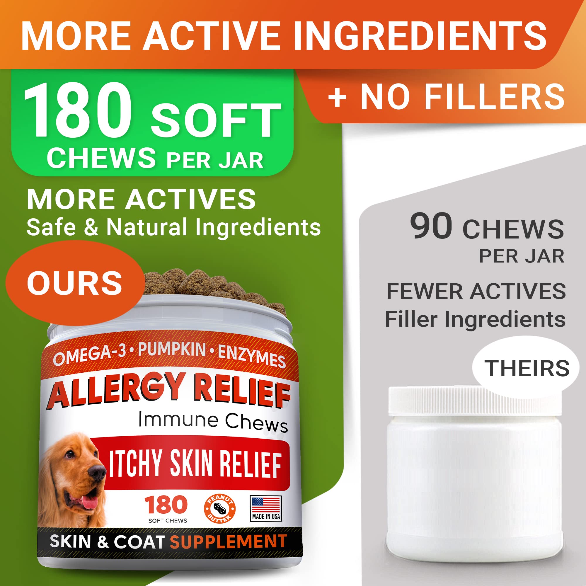 Allergy Relief + Probiotics Dogs Bundle - Itchy Skin Treatment + Digestive Enzymes - Omega 3 & Pumpkin + Prebiotics - Dogs Itching & Licking Treats + Improve Digestion - 360 Chews - Made in USA