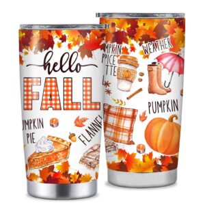 YILOWEMY Fall Tumbler 20 oz, Fall Pumpkin Leaves Gift for Women Men, Fall Harvest Tumbler, Fall Coffee Travel Mug, Autumn Gifts for Thanksgiving Halloween Christmas