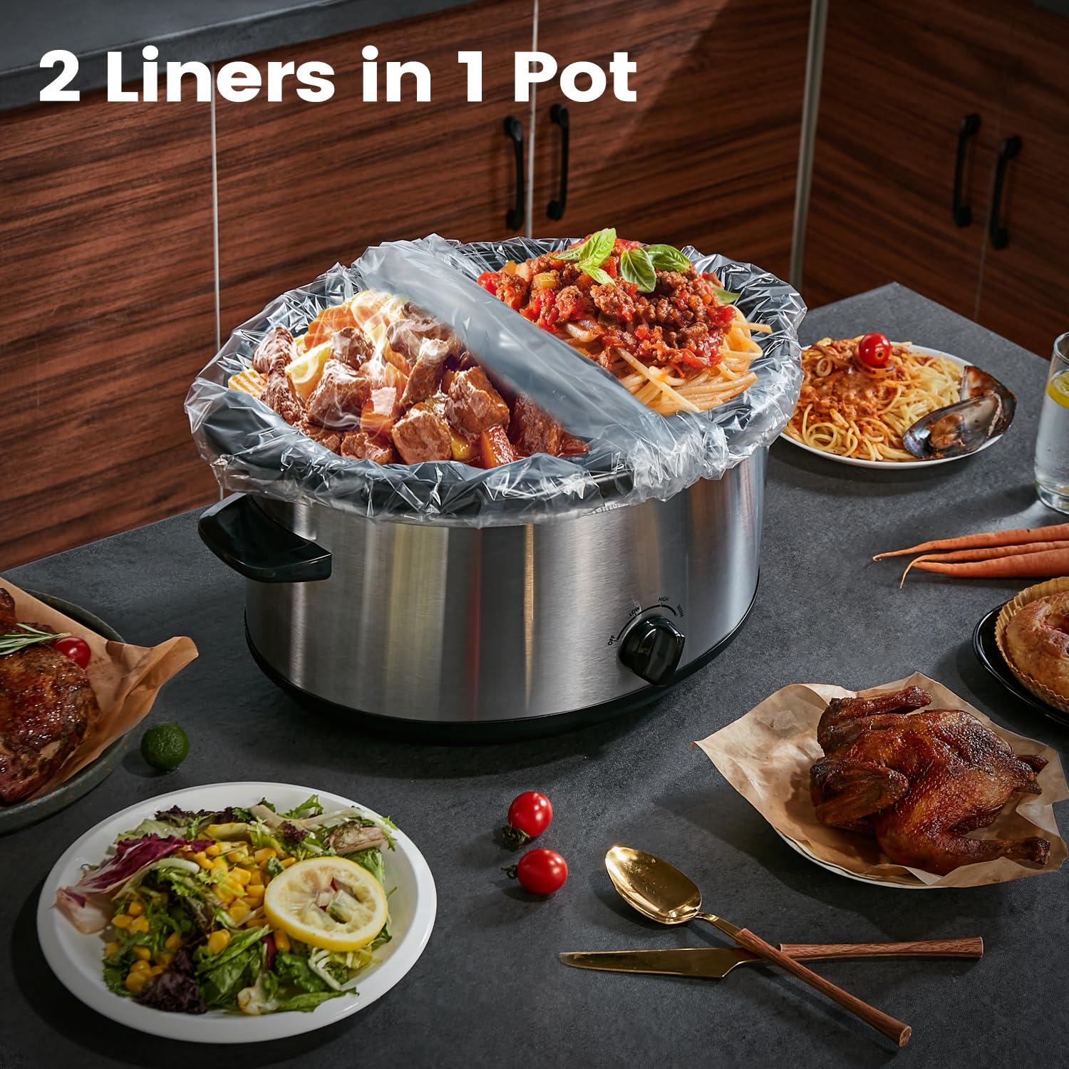 Slow Cooker Liners, Hotensil 14"x 22" 10 Count Cooking Bags Large Size Disposable Pot Liners, Fit 6QT to 10QT for Slow Cooker Cooking Trays, Multi-Purpose Durable Liners Plastic Bags, BPA Free