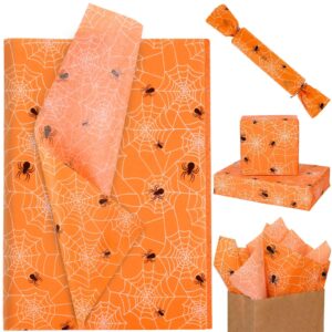 bolsome 100 sheets halloween tissue paper for gift wrapping orange black spider web printed tissue paper for gift bags spooky design decorative tissue for halloween party diy craft