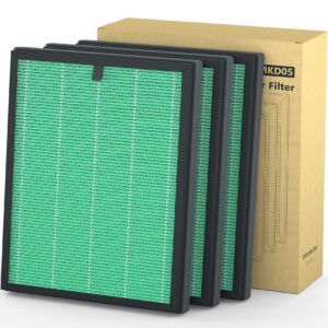 3 pack mk-d05 air filter replacement for mkd05 air purifier, 4-in-1 high-efficiency h13 true hepa filter - pet dander version, green