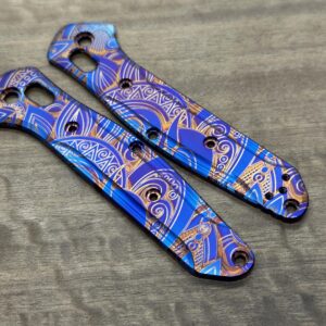 Flamed SUNRISE heat ano engraved Titanium Scales for Benchmade 940 Osborne