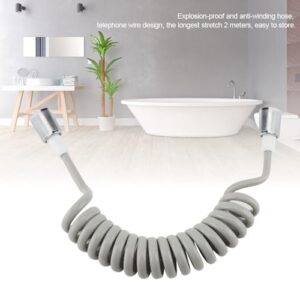 Spring Flexible Shower Hose, ABS Bidet Spring Hose Flexible Shower Tube for Water Plumbing Toilet Bidet Sprayer Gun Bathroom (Gray)