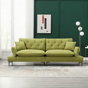 Overstuffed Tufted Upholstered Couch Cloud Futon Sofa Bed Modern Adjustable Armrests 3 Seaters Loveseat Sofa&Couch Convertible Sleeper Sofabed for Home Office Apartment Studio Living Room