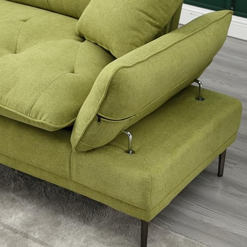 Overstuffed Tufted Upholstered Couch Cloud Futon Sofa Bed Modern Adjustable Armrests 3 Seaters Loveseat Sofa&Couch Convertible Sleeper Sofabed for Home Office Apartment Studio Living Room