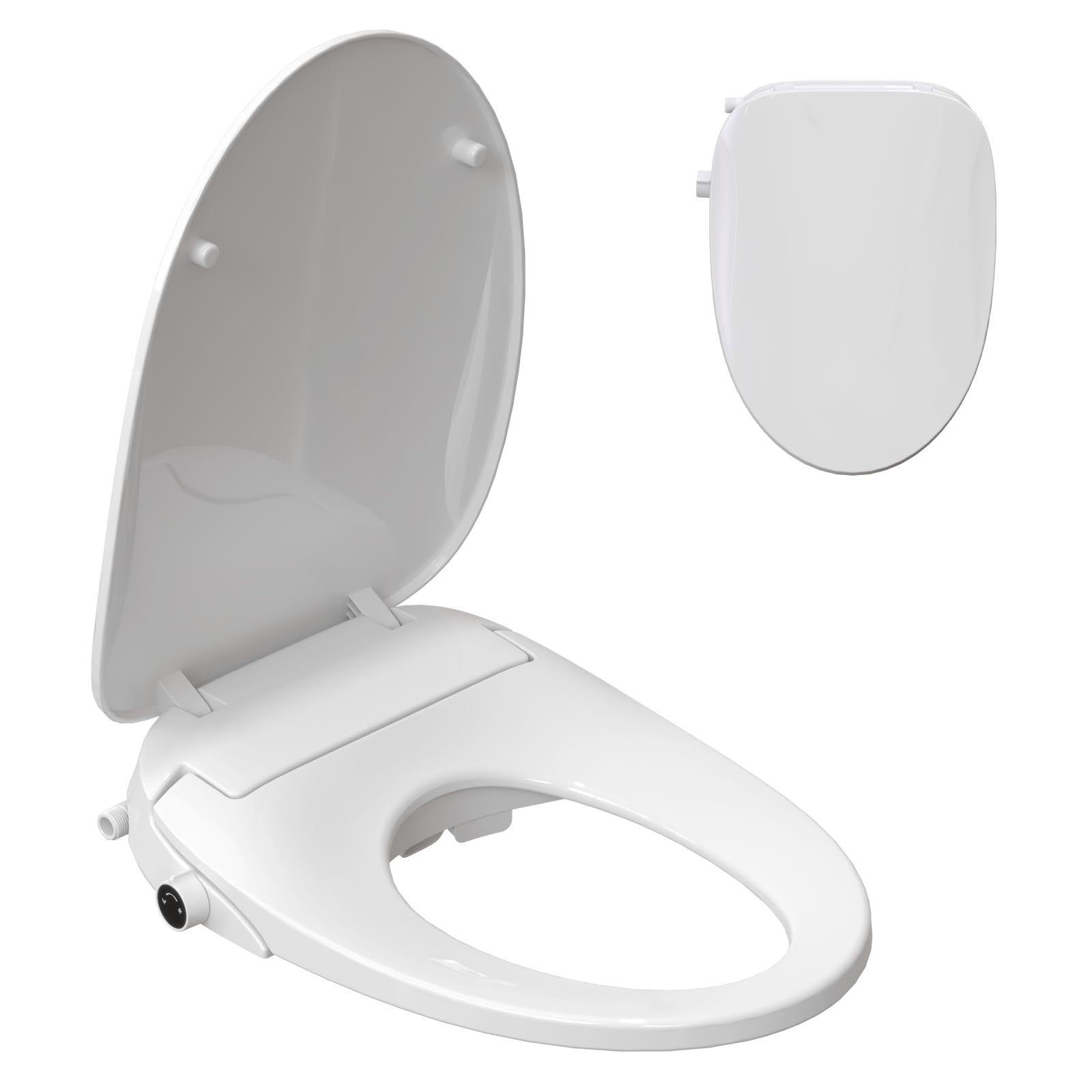 Smart Bidet Toilet Seat with Heated Water, Adjustable Washing, Air Dryer, Warm Seat, Nightlight, Self-washing, Knob Control