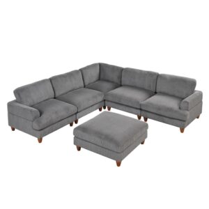 fancuf modular sectional sofa with ottoman l shaped corner sectional for living room, office, spacious space