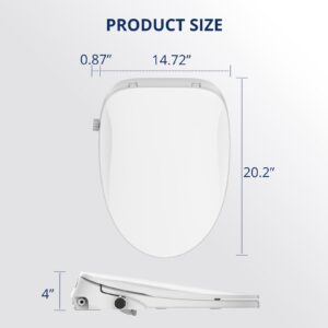 Smart Bidet Toilet Seat with Heated Water, Adjustable Washing, Air Dryer, Warm Seat, Nightlight, Self-washing, Knob Control