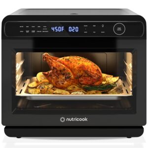 nutricook steami 11-in-1 convection air fryer, 25qt countertop oven for baking, roast, steam, dehydrate, pizza - convection oven with accessories for healthy cooking stainless steel