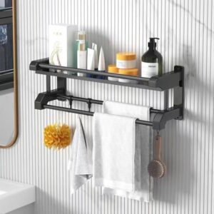 15.7inch stainless steel towel holder wall-mounted multifunction storage rack strong load-bearing rustproof kitchen organizer bathroom shelf,bathroom organizers and storage (single layer)