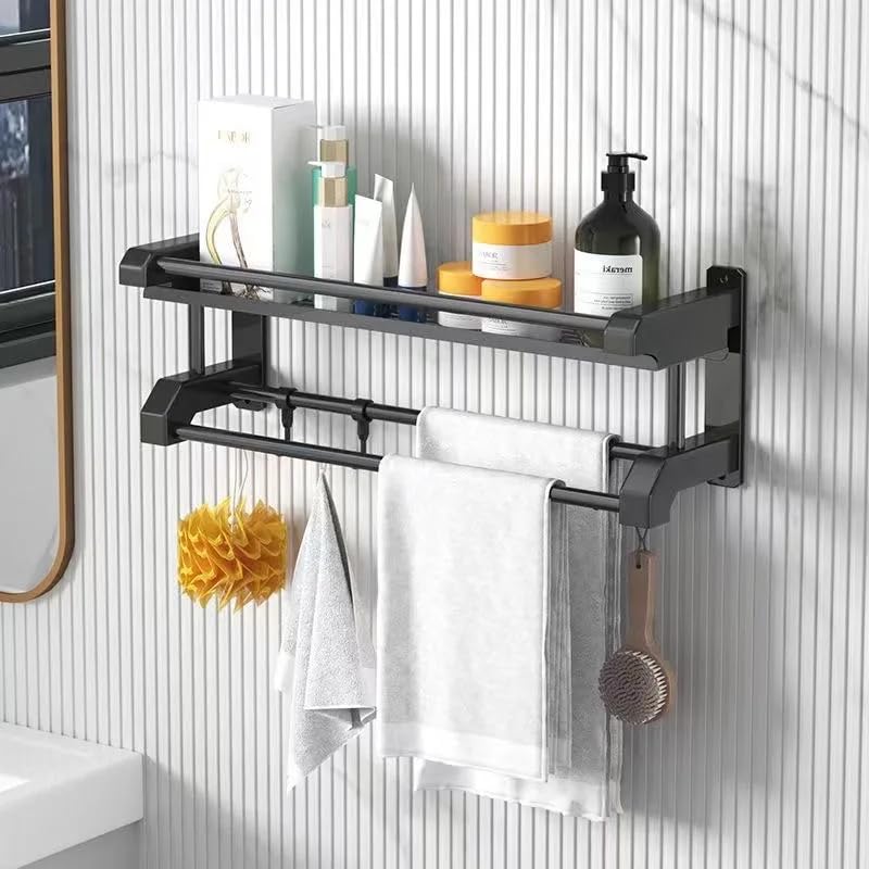 15.7inch Stainless steel Towel Holder Wall-mounted Multifunction Storage Rack Strong Load-bearing Rustproof Kitchen Organizer Bathroom Shelf,bathroom organizers and storage (single layer)