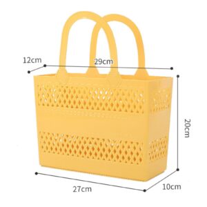 Qianly Shower Caddy Basket Shower Caddy Tote with Handles Storage Tote Drainage Shower Organizer Box for Beach Dorm Bathroom Pantry, Yellow