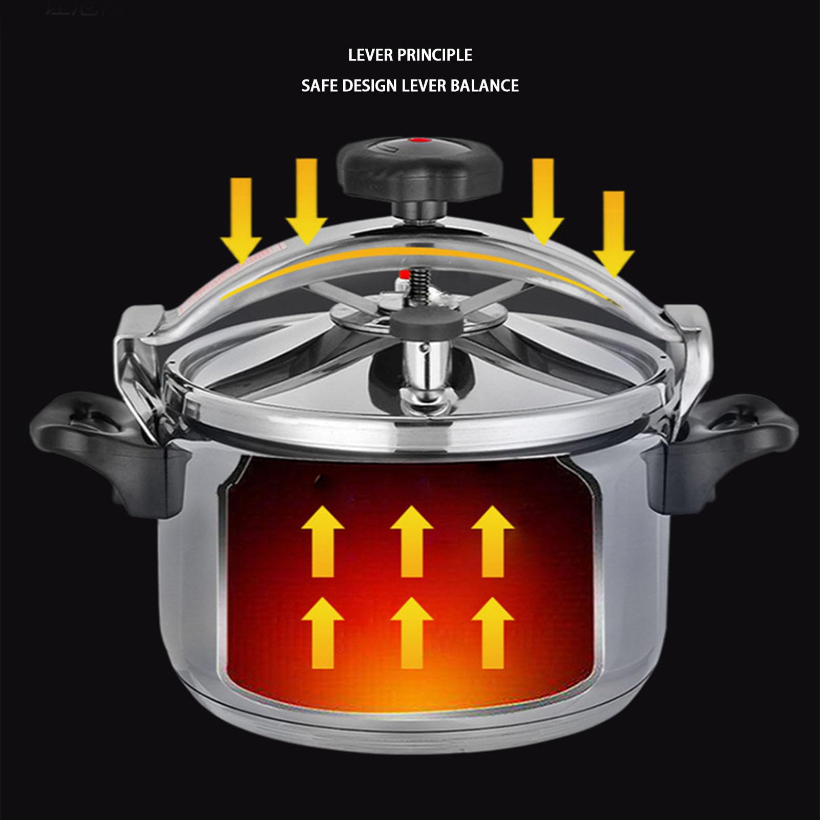 5.28 Quart Pressure Cooker Aluminum Pressure Canner with Double Bottom Easy Open/Close Explosion Proof Pressure Pot for Gas Stove Flat Top Stove