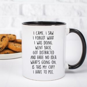 I Came I Saw I Forgot What I Was Doing Coffee Mug - Funny Senior Citizens Sarcastic Gifts Old People Elderly Mom Dad Grandma Grandpa - Presents Mothers Day Fathers Day Birthday - 11 oz Novelty Cup