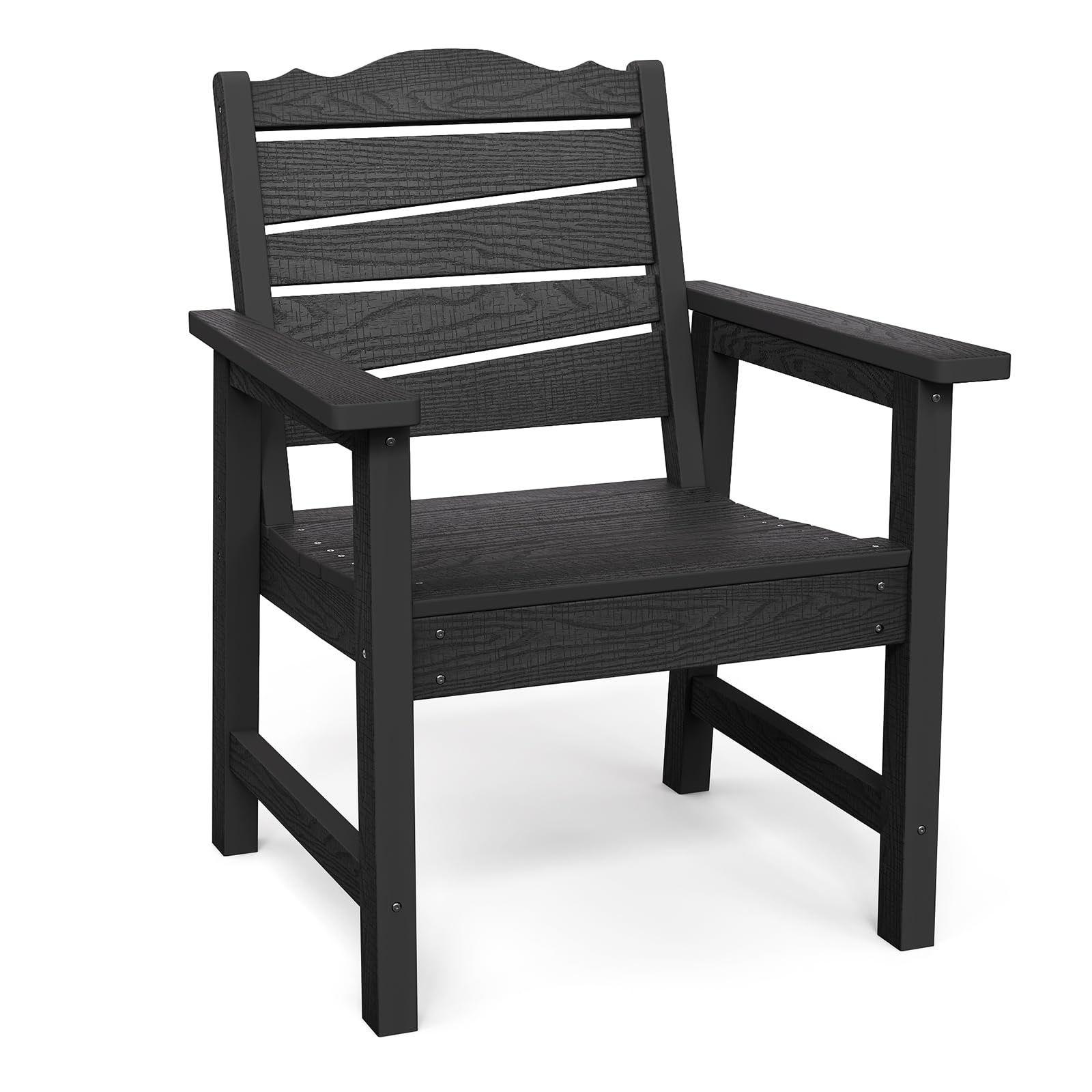 Weatherproof Patio Chair, Poly Lumber Outdoor Patio Chairs with Ergonomic Curved Seat, 400lbs Capacity Outdoor Dining Chairs for Garden, Porch, Lawn & Backyard, Black