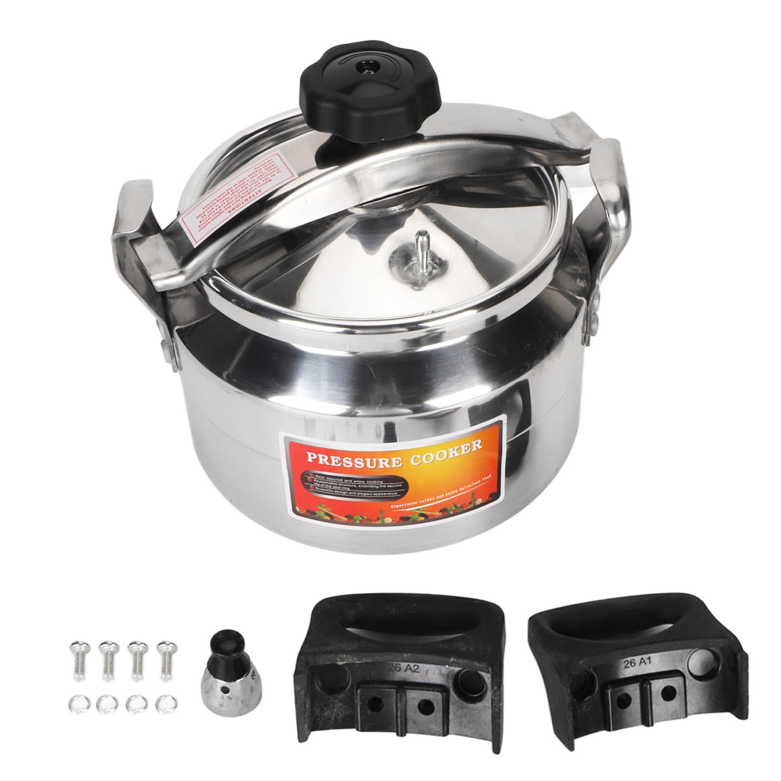 5.28 Quart Pressure Cooker Aluminum Pressure Canner with Double Bottom Easy Open/Close Explosion Proof Pressure Pot for Gas Stove Flat Top Stove